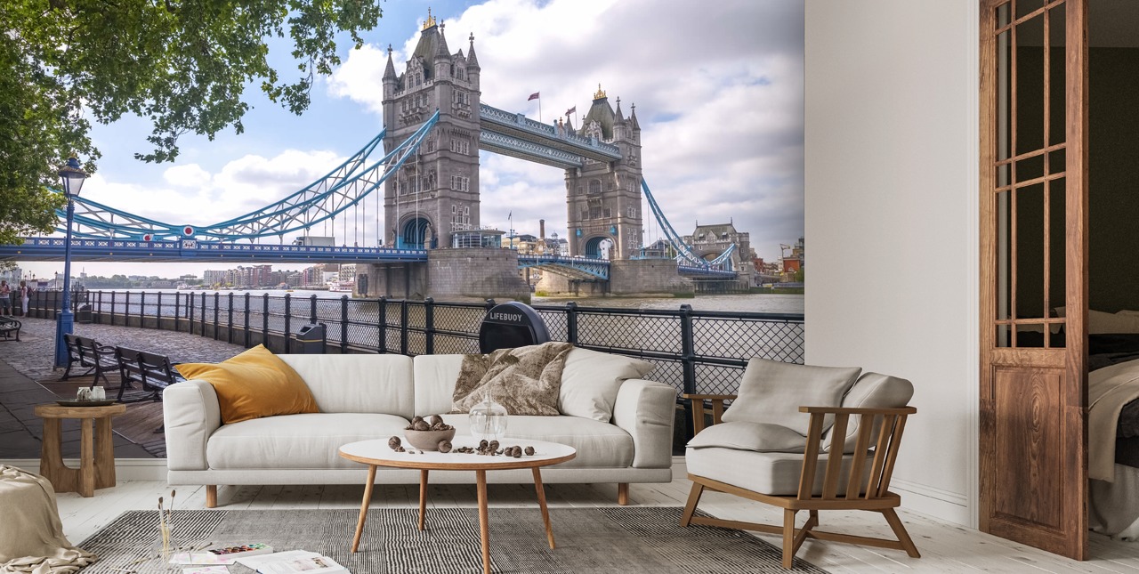 Tower Bridge from the Thames Promenade Wall Mural | Wallsauce US
