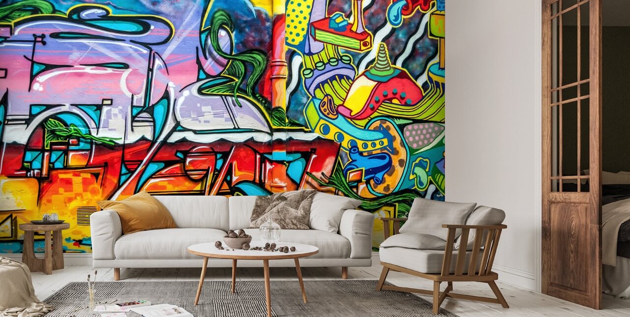 Farbige Graffiti-Tapete | Wallsauce DE
