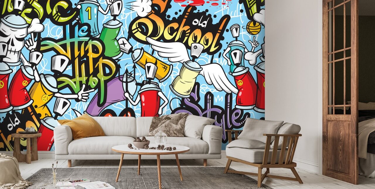 Graffiti Characters Seamless Pattern Mural | Wallsauce UK