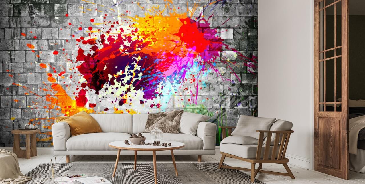 Ink splatter on stone wall | Wallsauce EU
