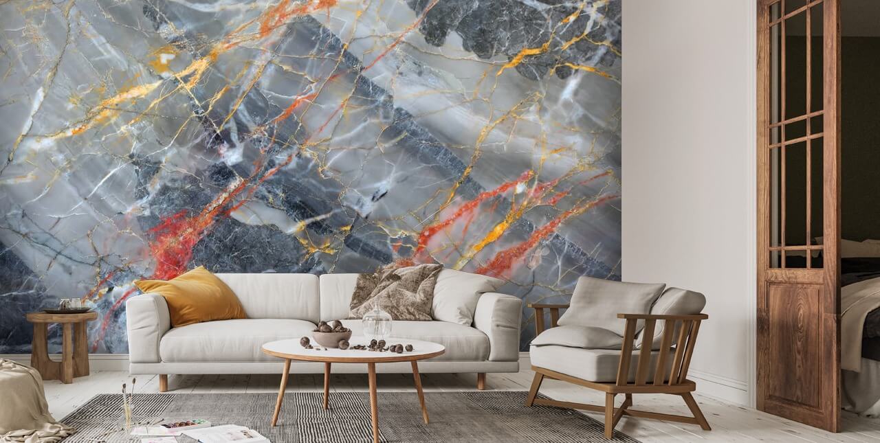 Gold, Red and White Wallpaper Mural | Wallsauce US