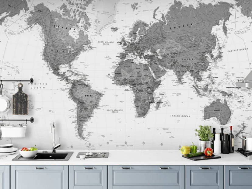World Map Wallpaper & Wall Murals | Wallsauce UK