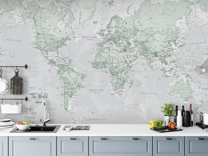 World Map Wallpaper & Wall Murals | Wallsauce UK