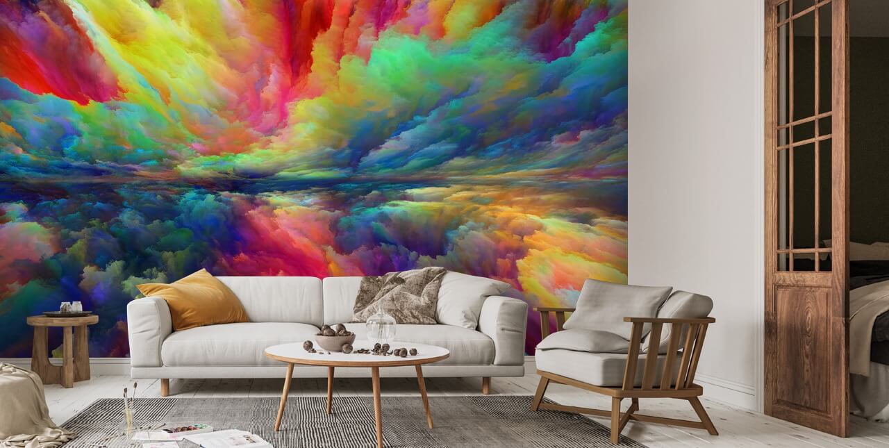 Visie van abstracte landschap behang muurschildering | Wallsauce NL