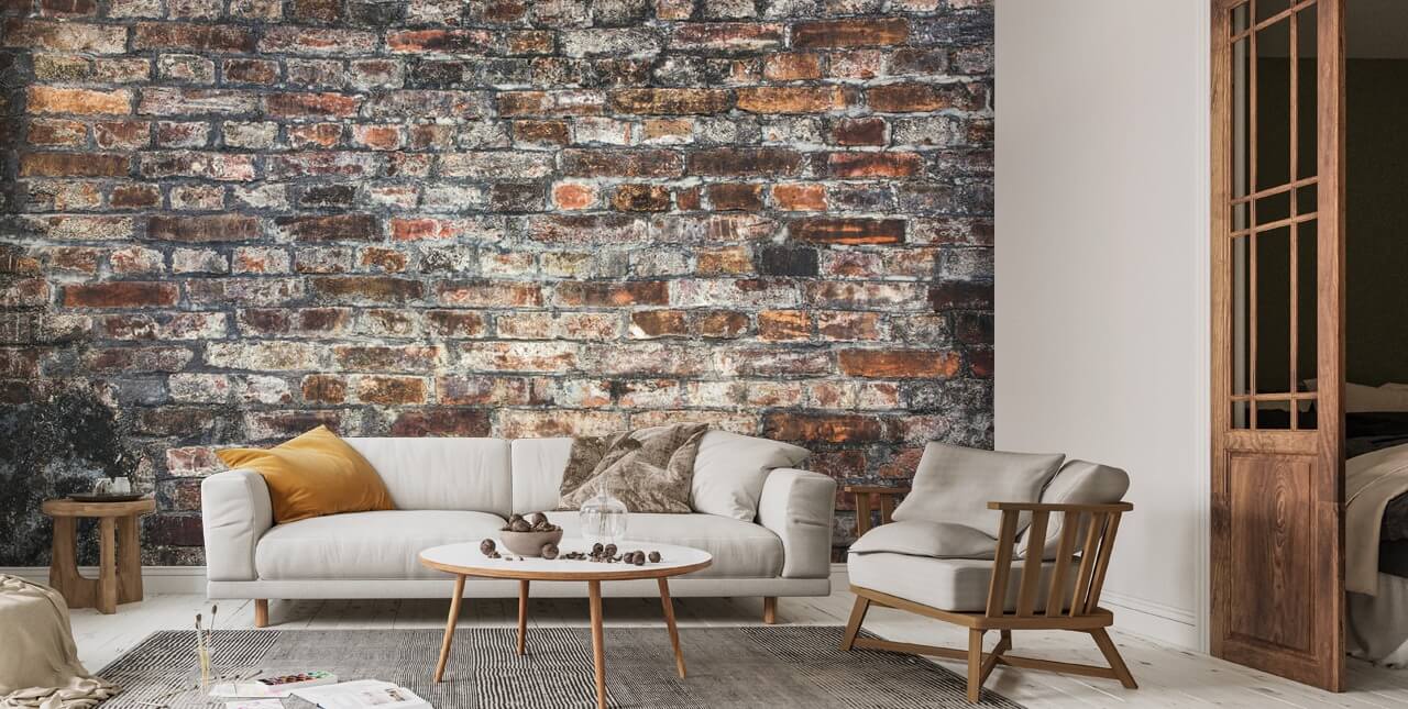 Verweerde bakstenen behang muurschildering | Wallsauce NL