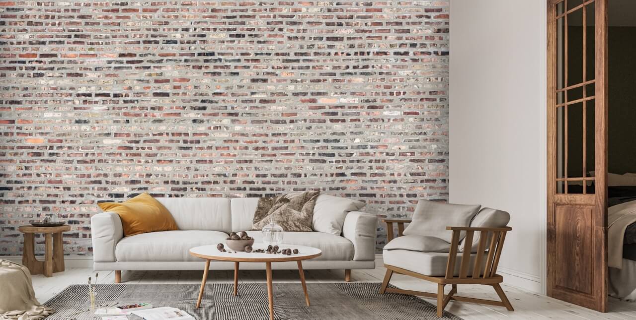 Grey and Brown Brick Wallpaper Mural | Wallsauce US