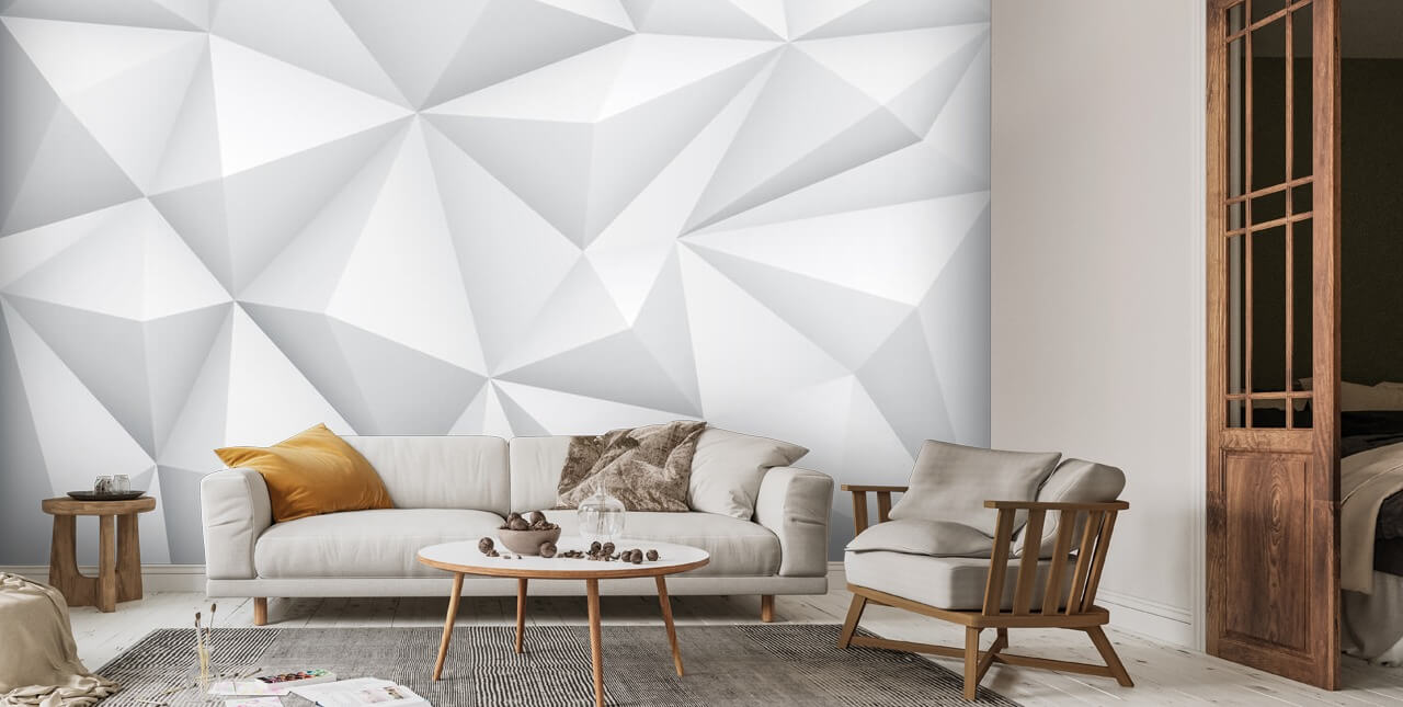 White Triangles Wallpaper Mural | Wallsauce UK