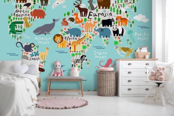 Kids Map Wallpaper & Childrens Map Wall Murals | Wallsauce UK