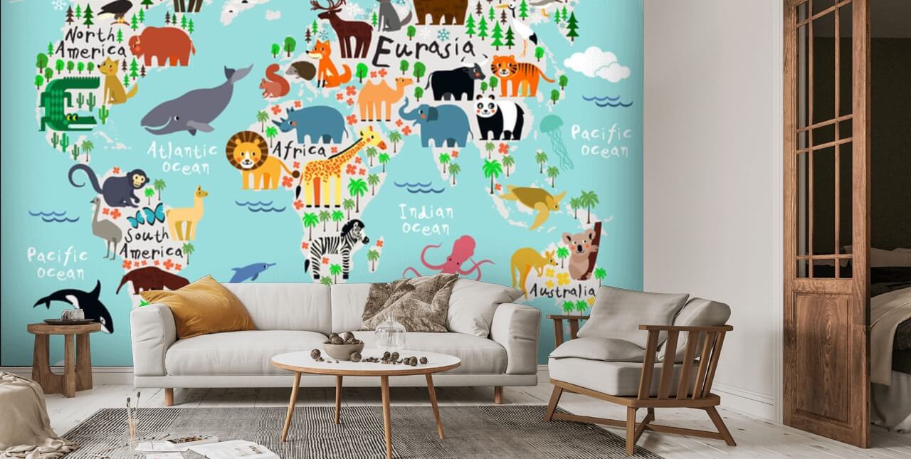 Papel pintado Mapamundi para niños | Wallsauce ES