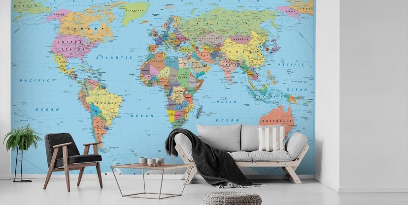World Map Wallpaper & Wall Murals | Wallsauce UK