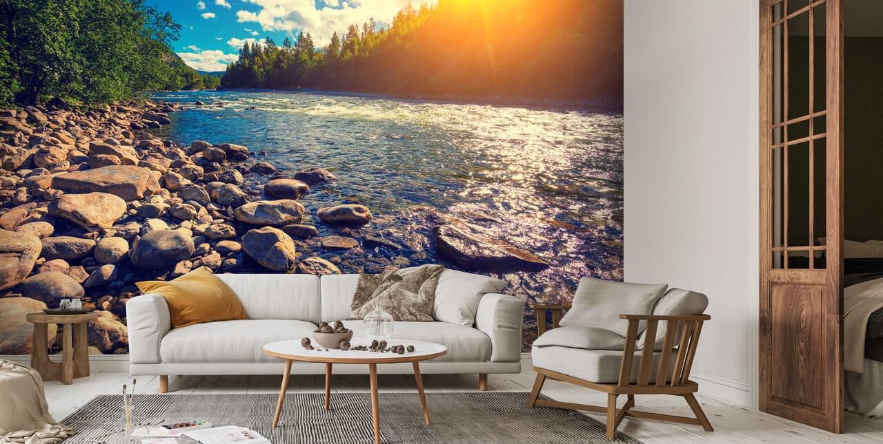 Mountain Valley Noorwegen Behang Muurschildering | Wallsauce NL