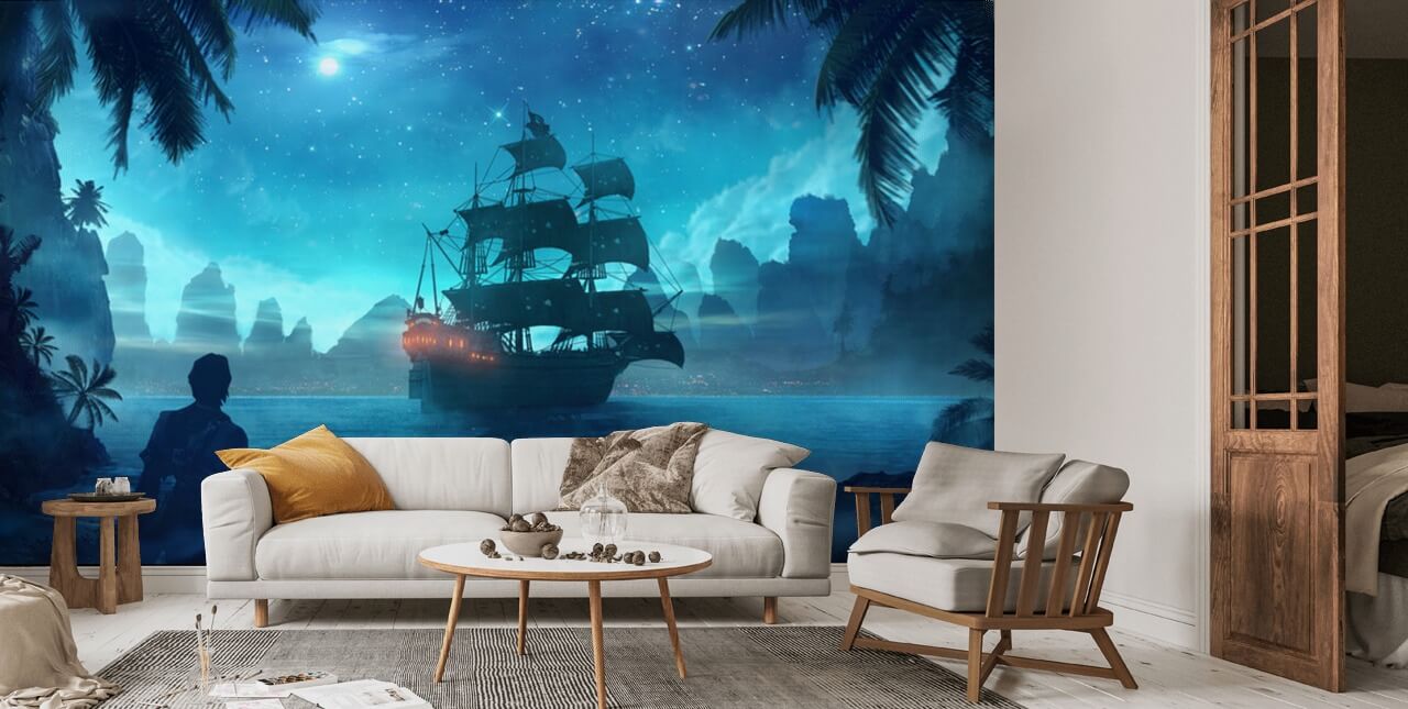 Pirate Ship Under the Stars Wallpaper | Wallsauce US