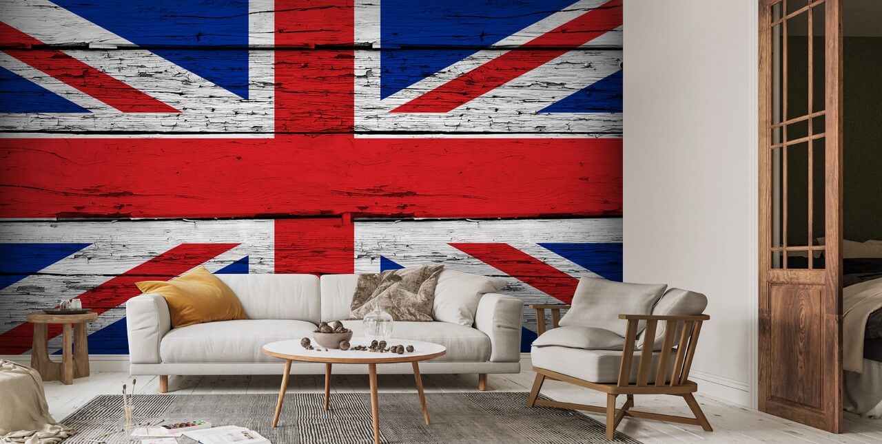 Union Jack on Wood Wallpaper | Wallsauce NZ
