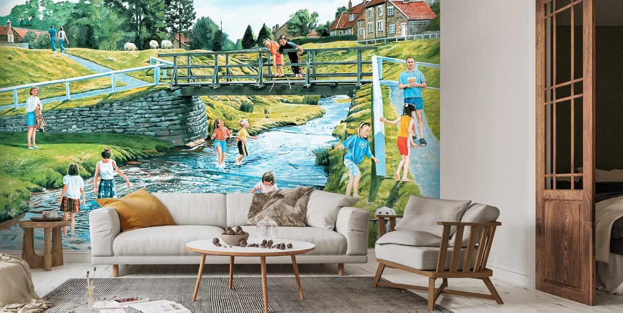 Playing Pooh Sticks Wallpaper | Wallsauce AU