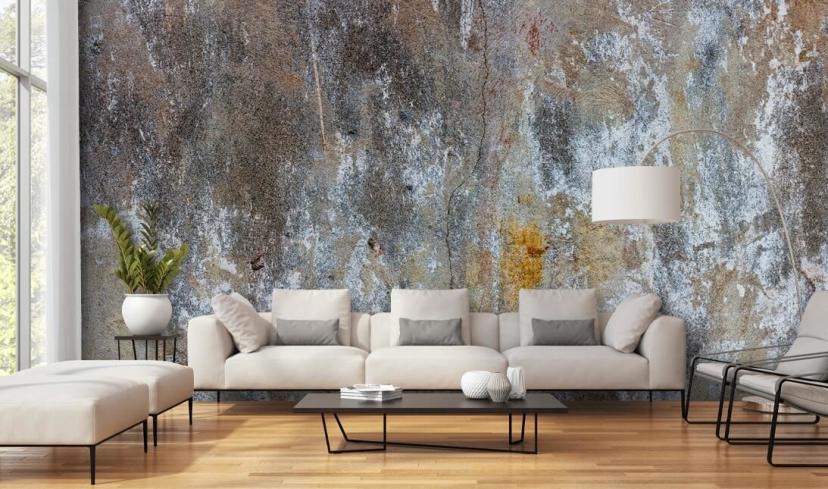 Texture Effect Wallpaper In Plain Texture Black Concrete Effect PVC