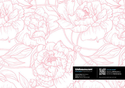 Pink Floral Line Art Wallpaper | Wallsauce US