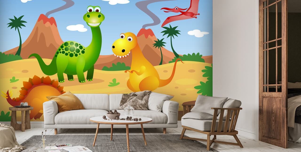 Fun Dinosaurs Wall Mural | Wallsauce UK