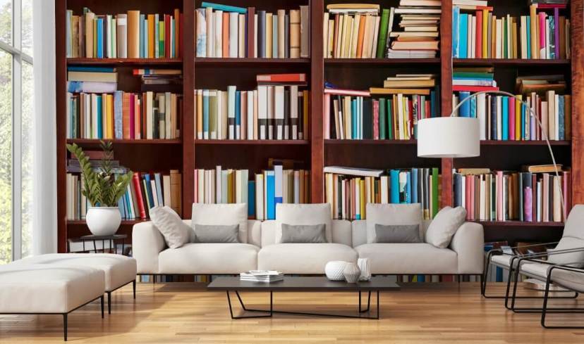 Bookcase Wallpaper & Bookshelf Wall Murals | Wallsauce US