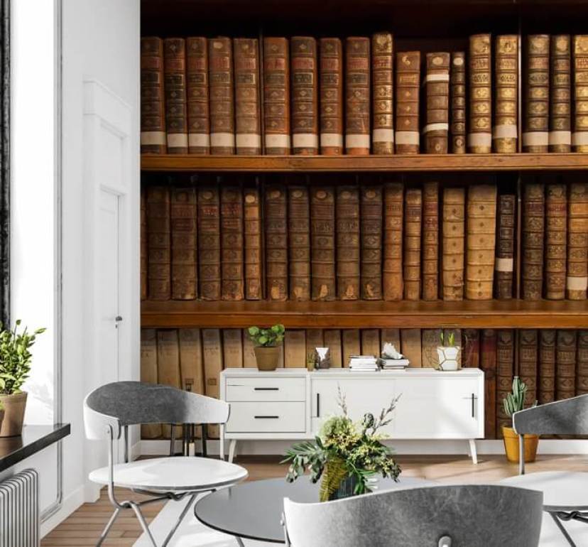 Bookshelf Wallpaper Herringbone By Sophie, Pattern Wallpaper | Hello