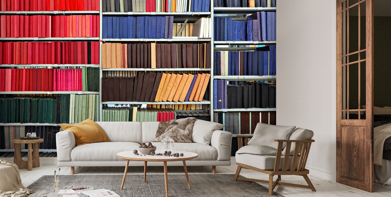 Colourful Library Wall Mural | Wallsauce NZ