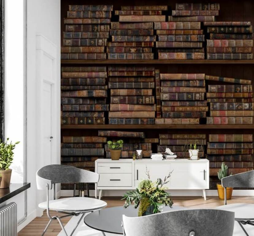 Bookshelf Wallpaper Herringbone By Sophie, Pattern Wallpaper | Hello