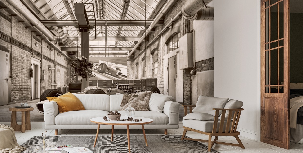 Vintage racewagen fotobehang | Wallsauce NL