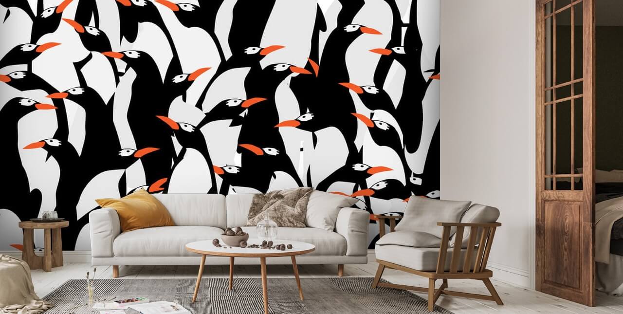 Penguins Pattern Wall Mural | Wallsauce US