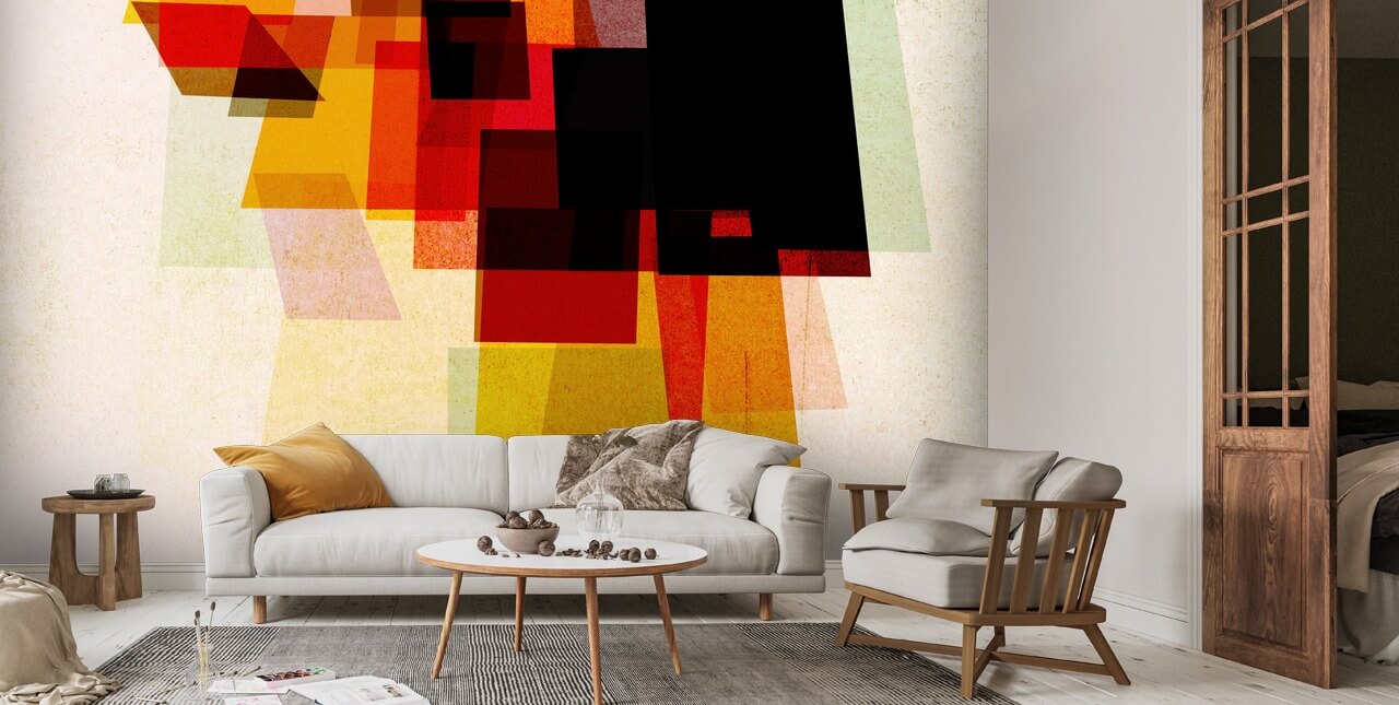 Red Maze Wall Mural | Wallsauce US