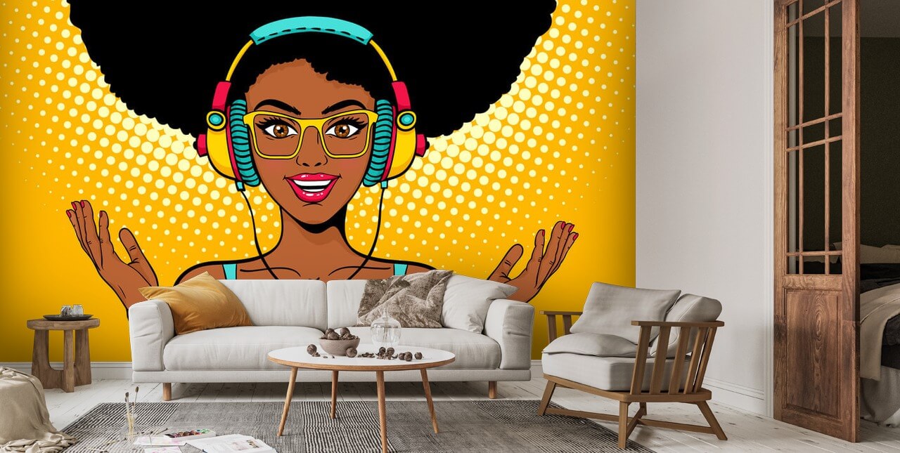 Decorazione murale con cuffie pop art | Wallsauce IT