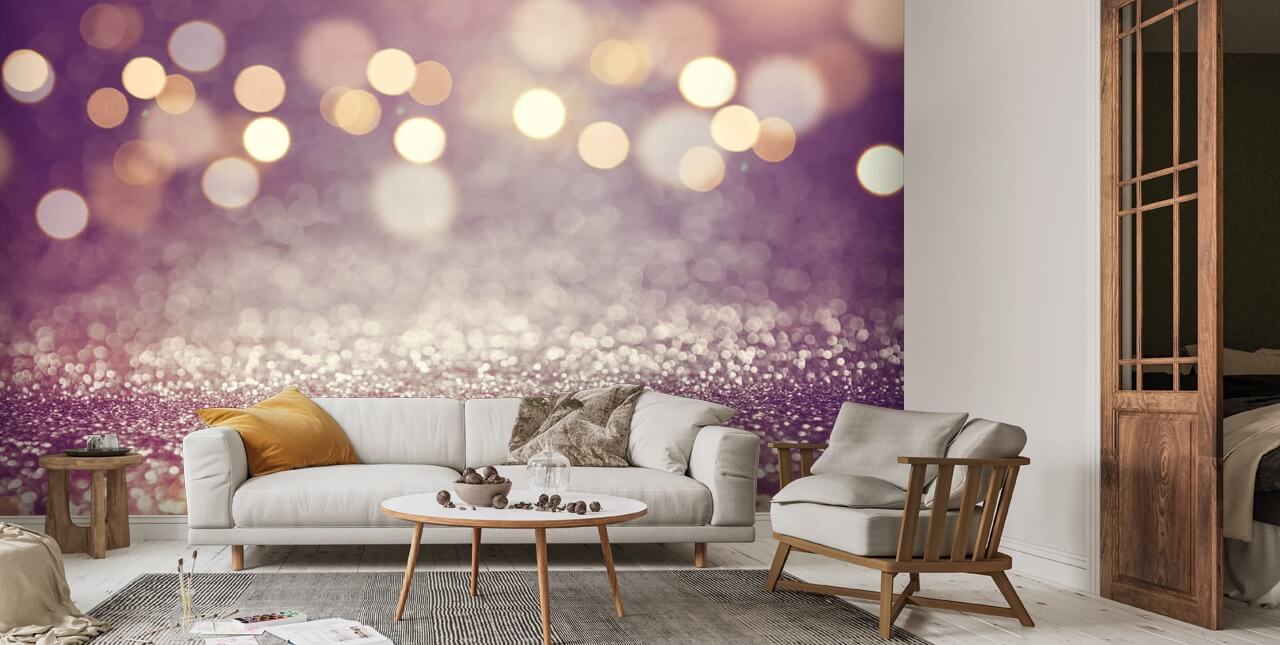 Lila Regen Glitzer Fototapete | Wallsauce DE