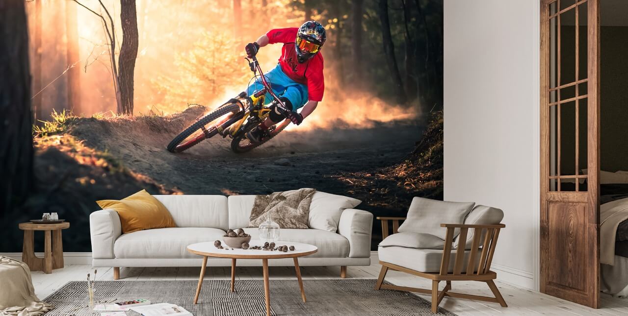 Mountain Biker Wall Mural | Wallsauce US