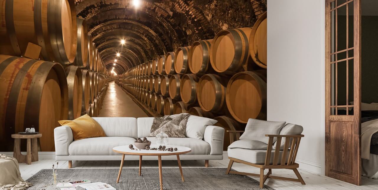 Barrels de Vino en la Bodega Wallpaper Murals | Wallsauce US