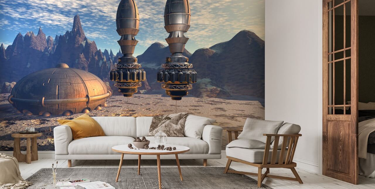 Alien UFO Ship on Alien Planet Wallpaper | Wallsauce US