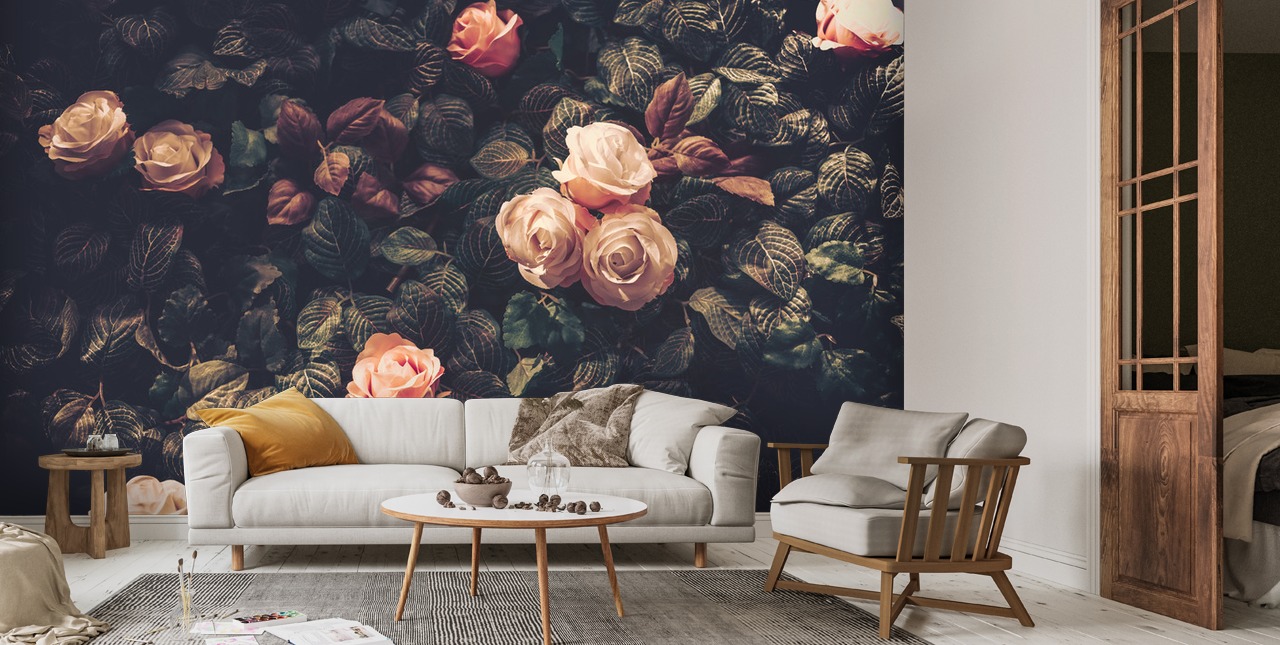 Vintage Romantisk Rose Veggmaleri | Wallsauce NO