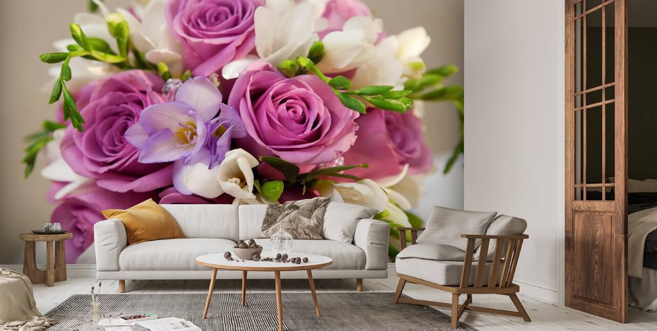 Purple Rose Bouquet Wall Mural | Wallsauce US