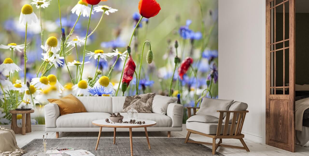Wild Flower Meadow Wall Mural | Wallsauce US