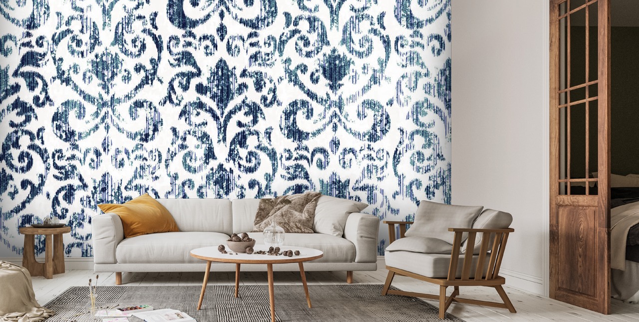 Blue Vintage Wallpaper | Wallsauce UK