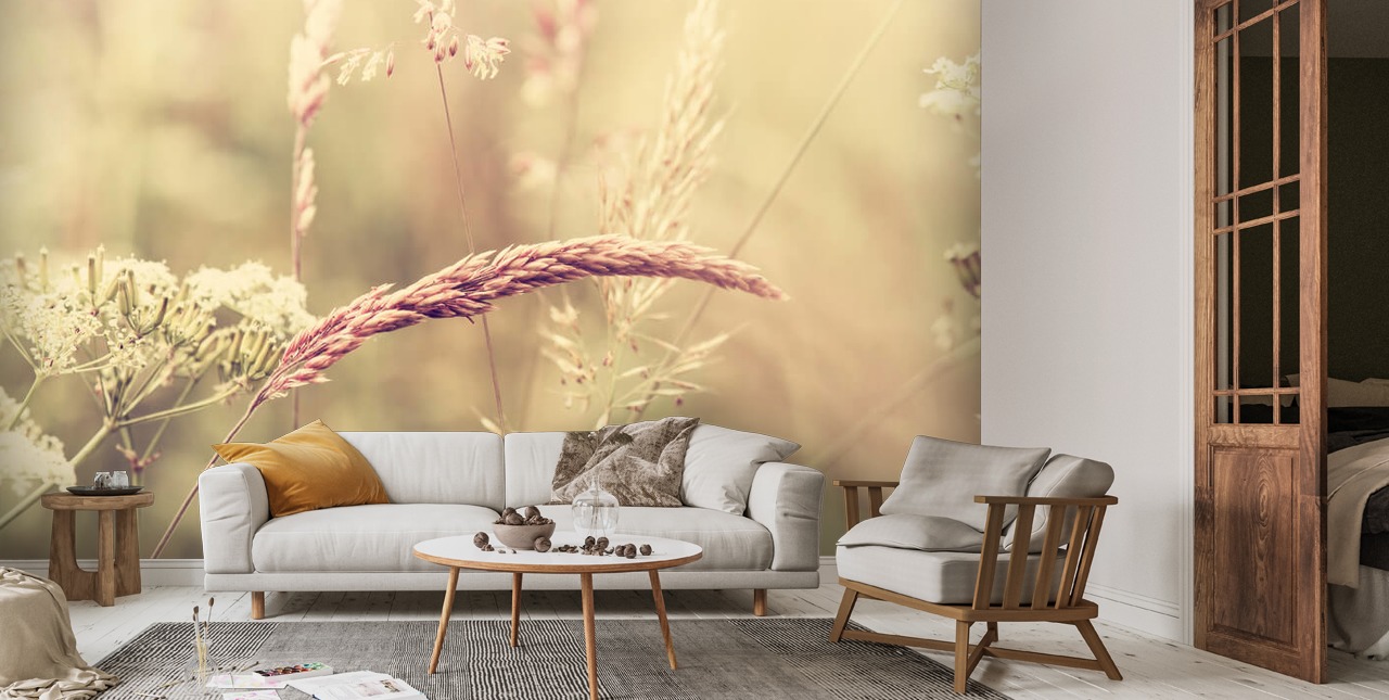 Summer Meadow - Sepia Wallpaper | Wallsauce US