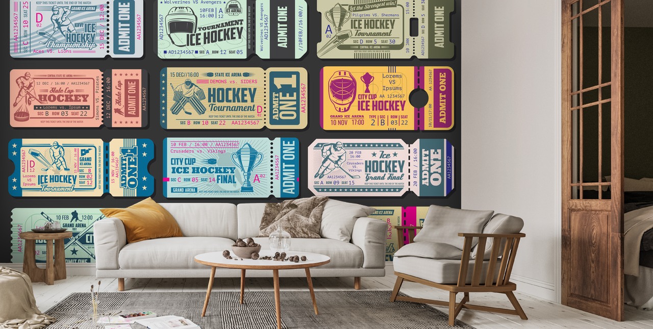 Ice Hockey Tickets Wallpaper Mural | Wallsauce US