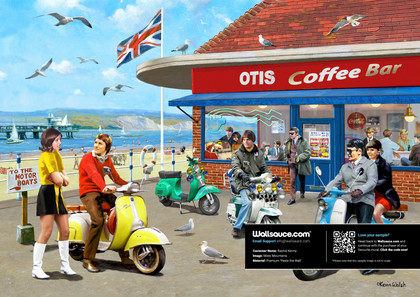 Mods Coffee Bar Wallpaper Mural by Kevin Walsh | Wallsauce US