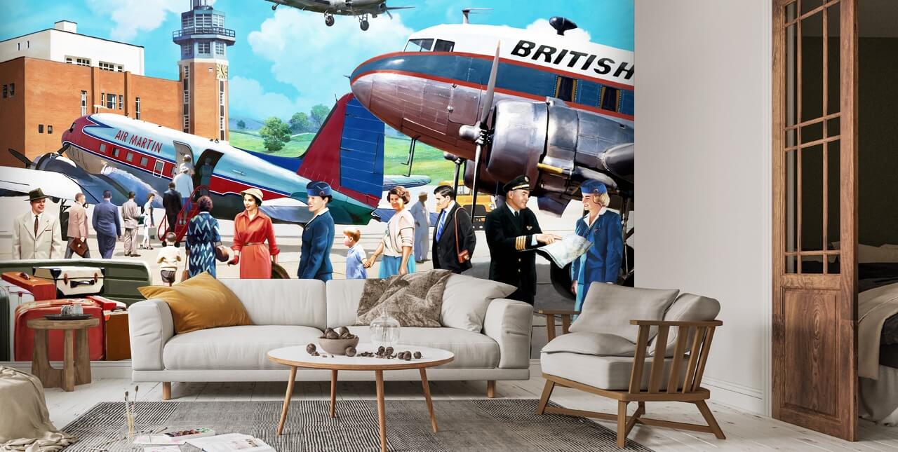 Vintage Airline Travel Mural by Kevin Walsh | Wallsauce AU