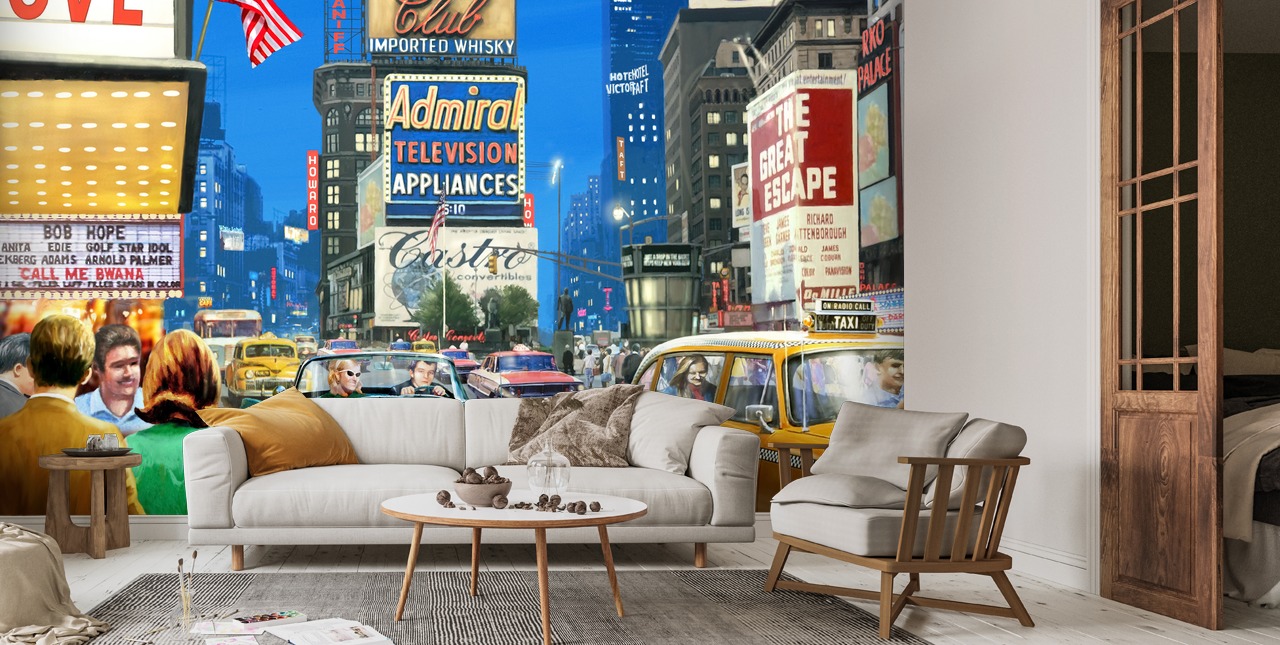 Vintage Times Square Mural by Kevin Walsh | Wallsauce US