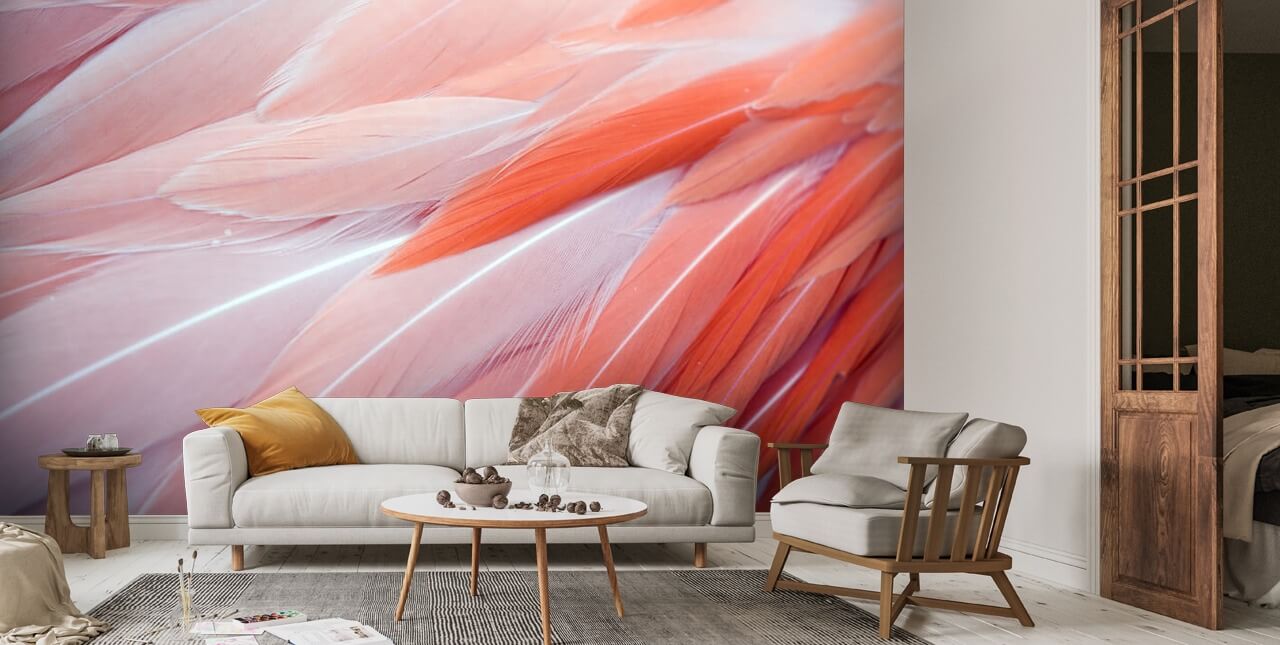 Fabulous Flamingo Feathers Wallpaper Mural | Wallsauce UK