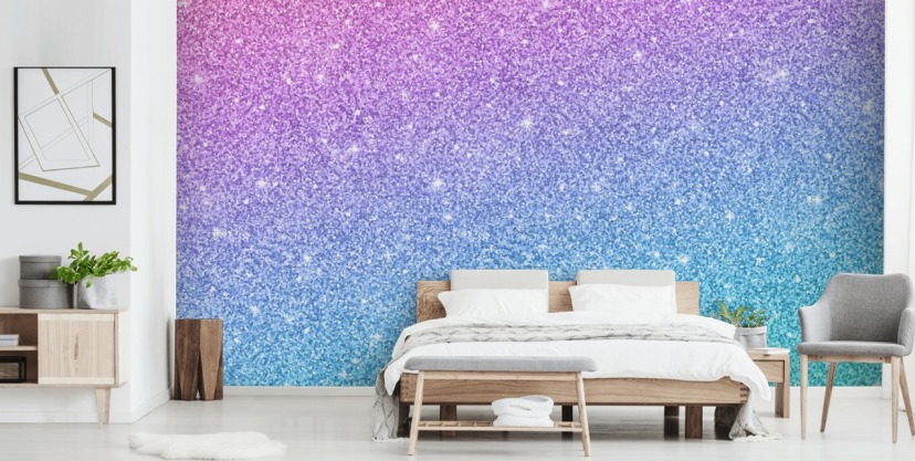 Rhinestone Wallpaper For Walls 3D Peach Flower PVC Wallpaper, For