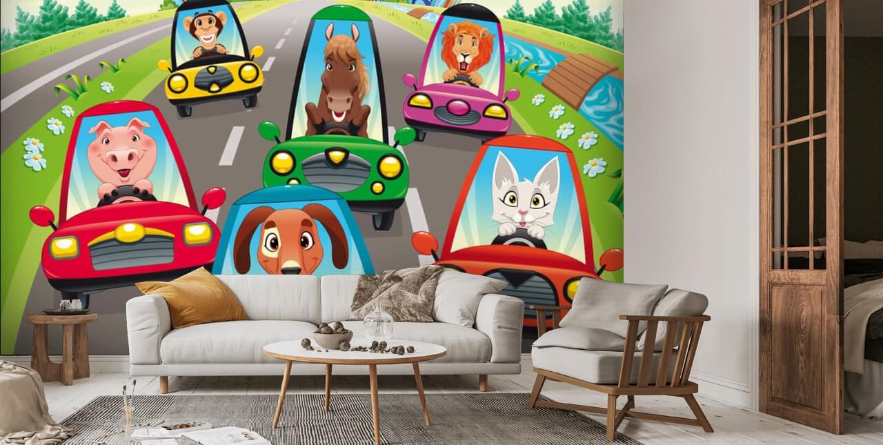 Colourful Cars Wallpaper | Wallsauce UK