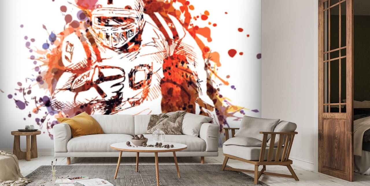 American Football Watercolour Wall Mural | Wallsauce US