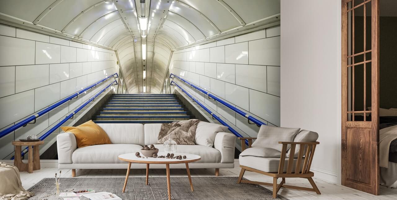 Carta da parati con scale blu e bianche | Wallsauce IT