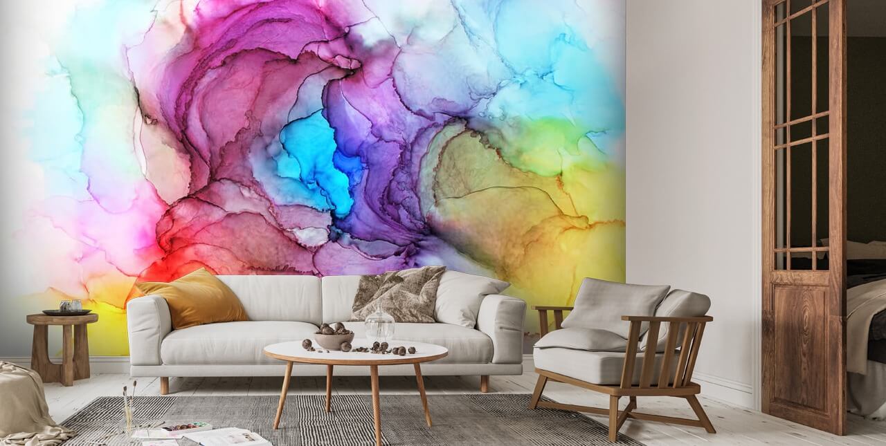 Multi-Coloured Watercolour Wall Mural | Wallsauce UK