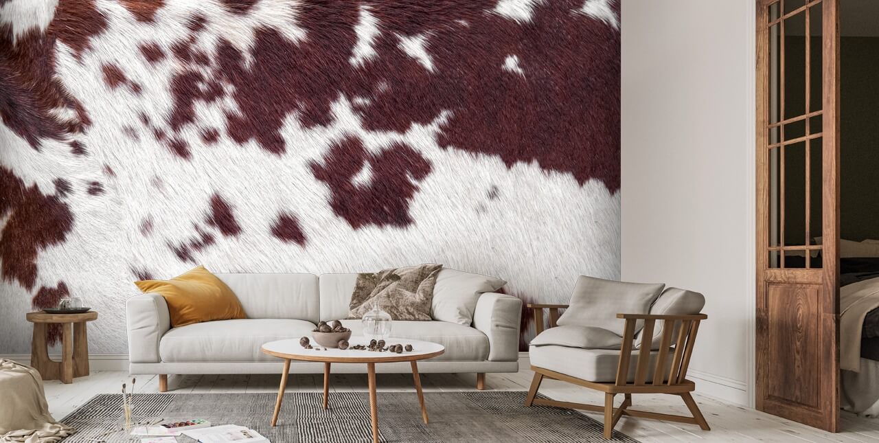 Speckled Brown and White Fur Print Mural | Wallsauce UK