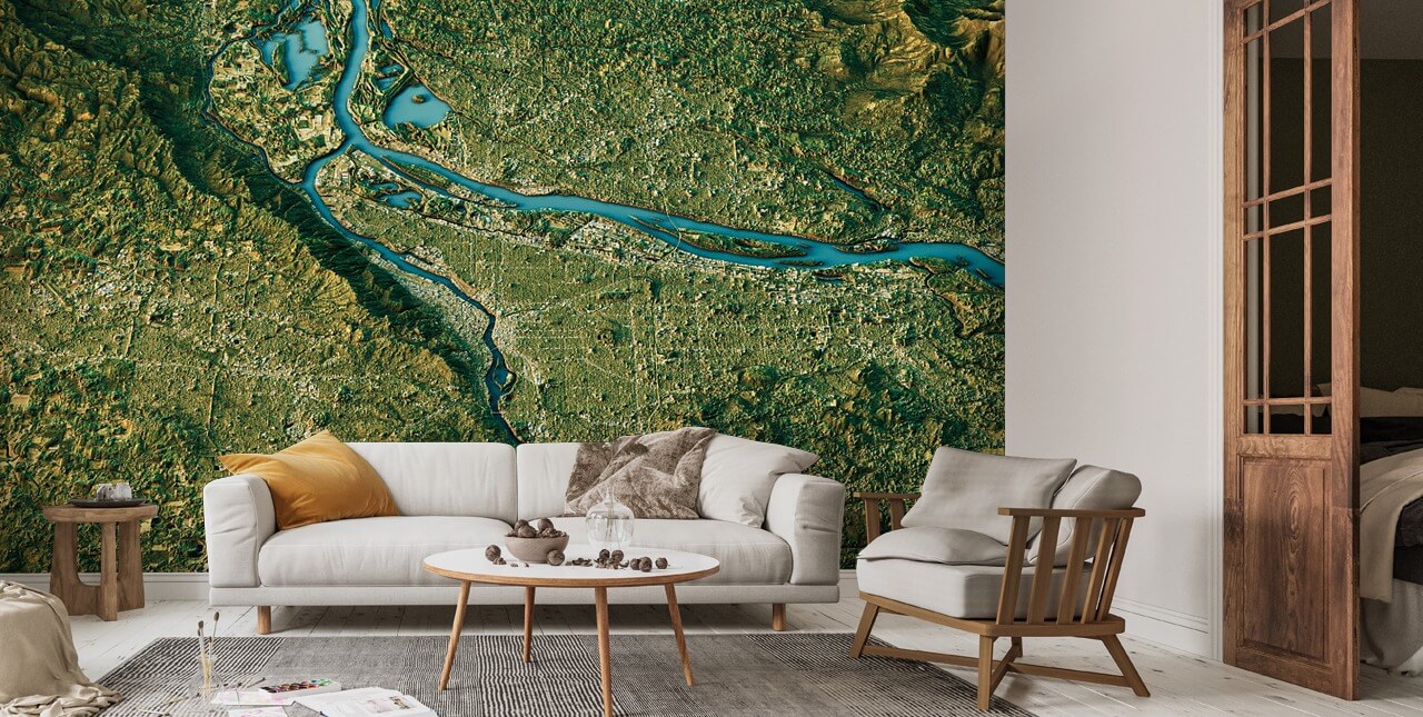 Portland 3D Landscape Mural | Wallsauce EU